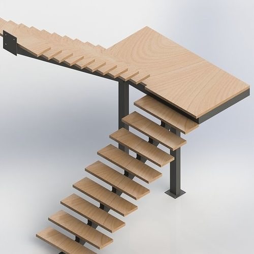 Custom Single Stringer Stairs 3D model | CGTrader