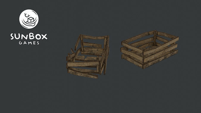 Wooden Dirty Crates - Broken Whole 2 Piece Set free VR / AR / low-poly ...
