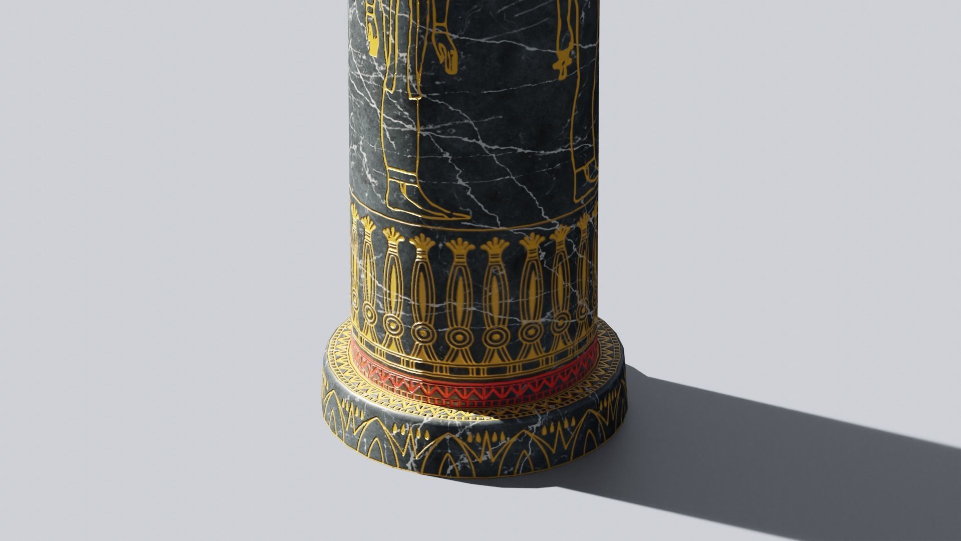 3D model Egyptian Column Palm Capital in Dark Stone VR / AR / low-poly ...
