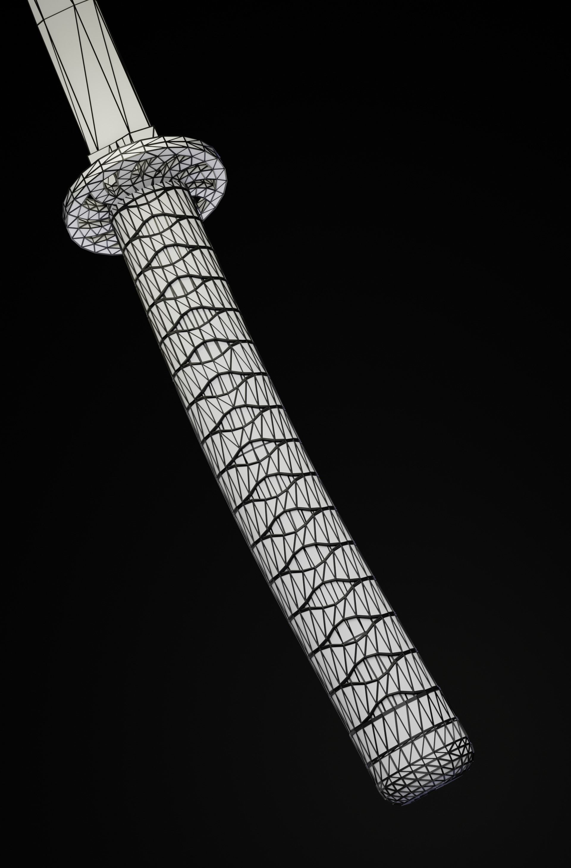 3D model Katana with magic symbols hieroglyphs on blade gameready VR ...
