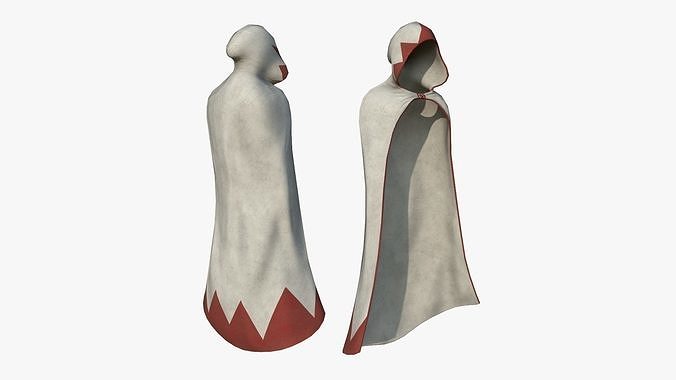 3D model Medieval Cloak A11 White Red - Fantasy Character Design VR ...
