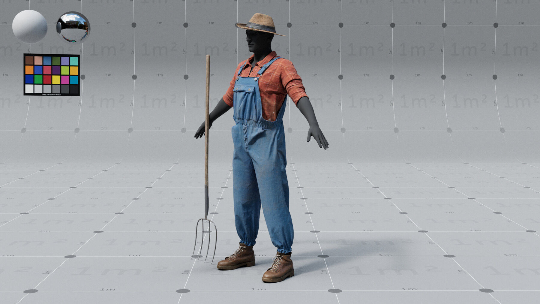 PBR 3D model - Farmer with fork - animation ready - 6x 4K UDIMs 3D ...