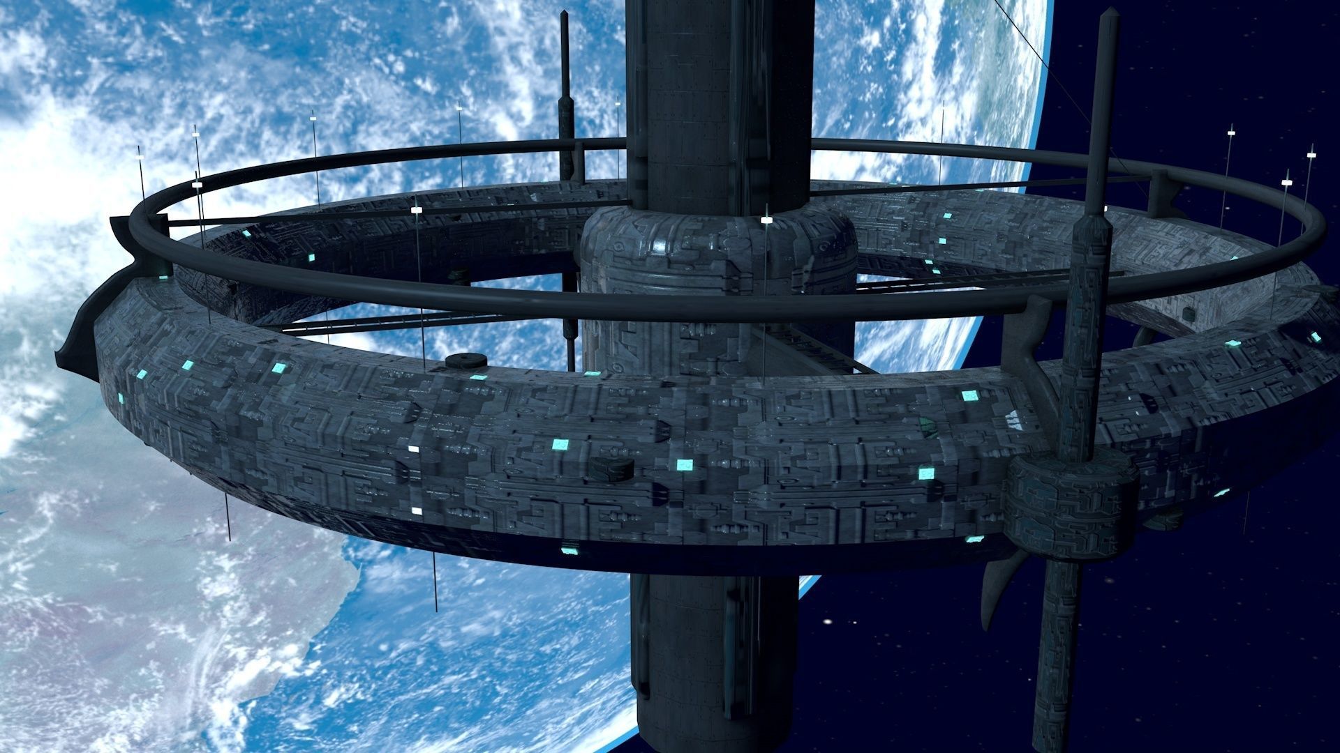 C4D space station free 3D model animated | CGTrader