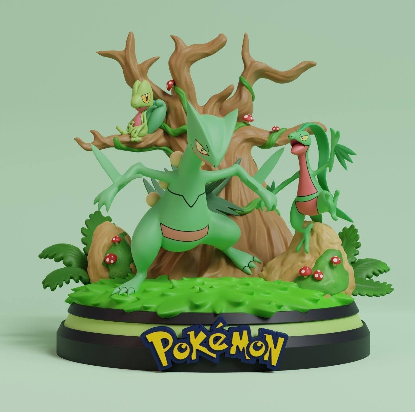 Pokemon - Sceptile Line Diorama 3D model 3D printable | CGTrader