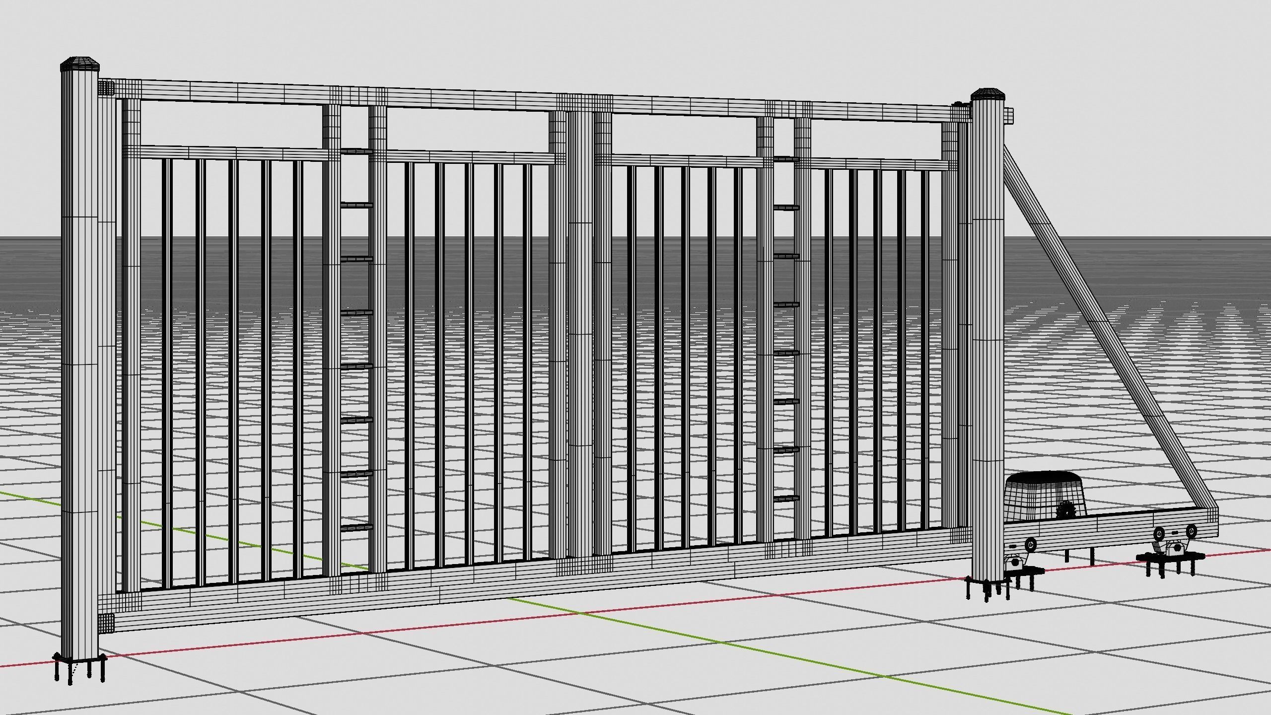 Aluminum Electric Sliding Gate - Model 6 - 3D model | CGTrader