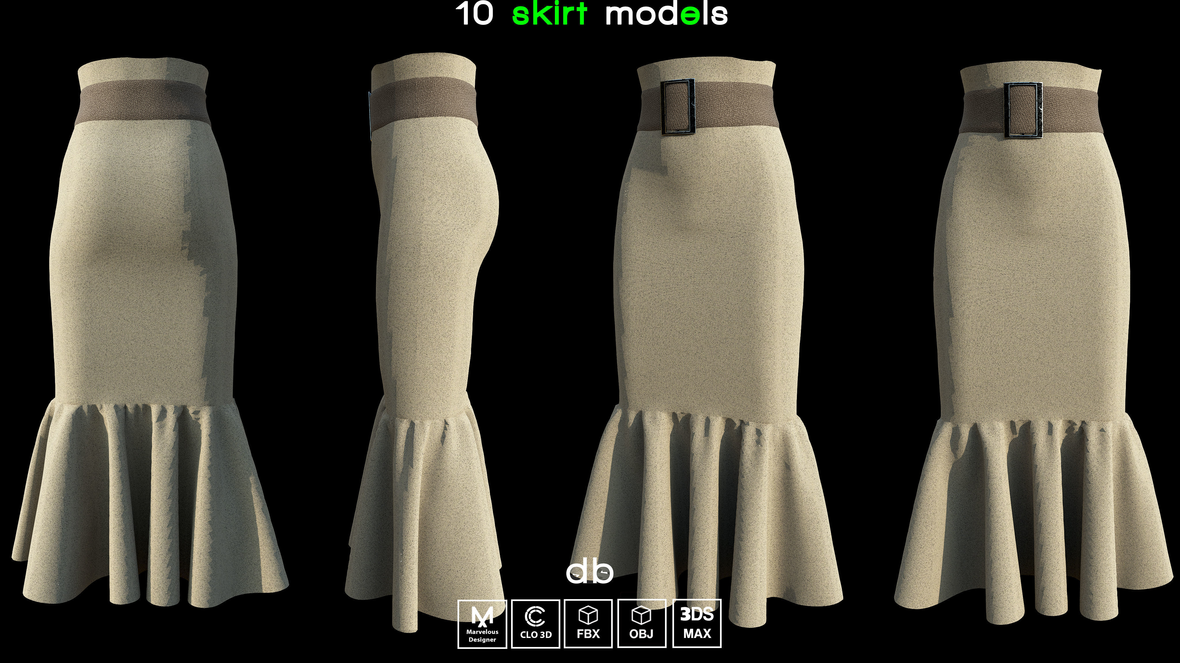 3D model 10 skirt models MD CLO3D PROJECTS OBJ FBX 3DS MAX VR / AR / low-poly | CGTrader