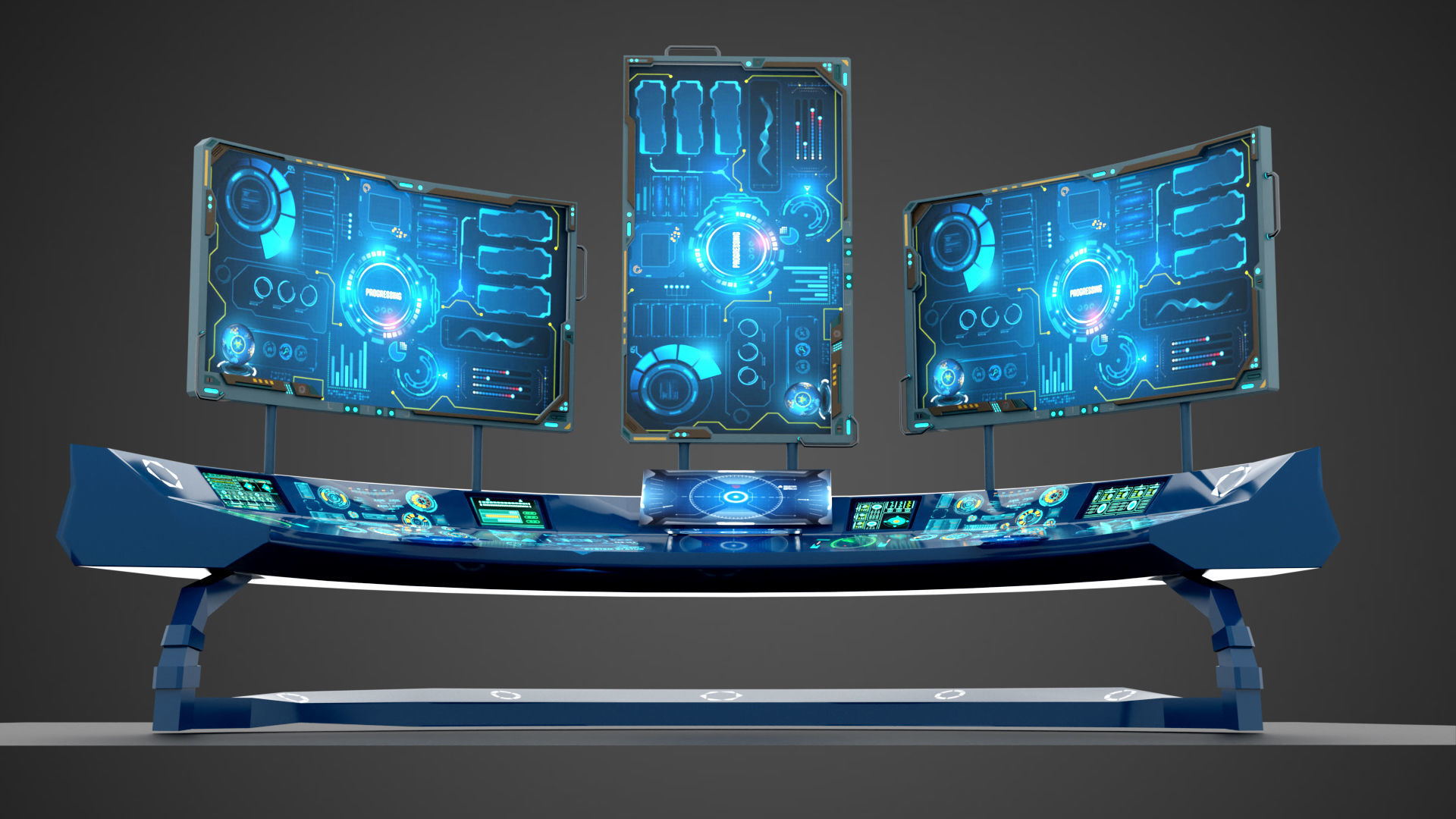 3D model SciFi Computer Table VR / AR / low-poly | CGTrader