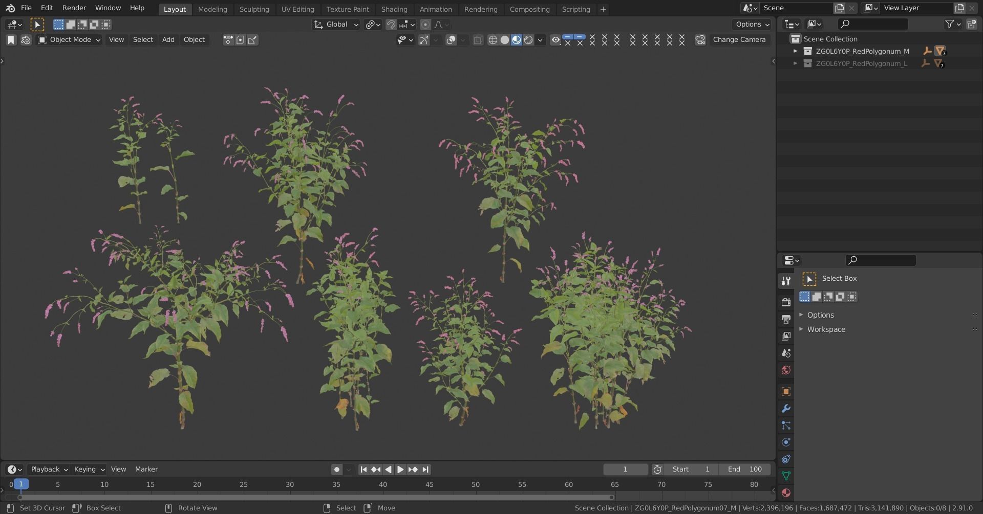 3D model Red Polygonum VFX Grace VR / AR / low-poly | CGTrader