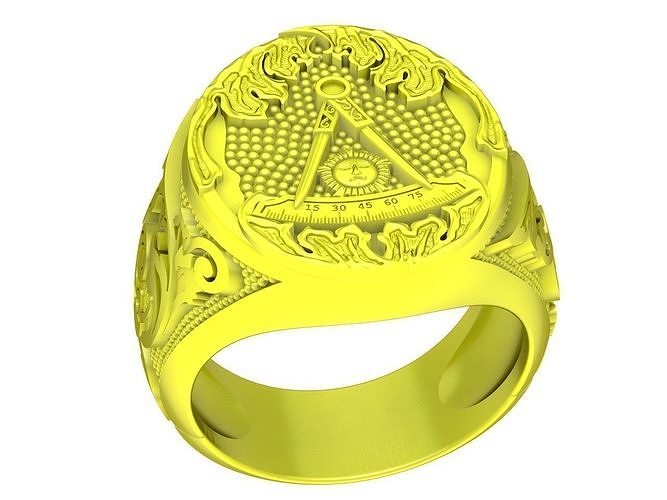 4730 the sun masonic men ring 3D model 3D printable | CGTrader