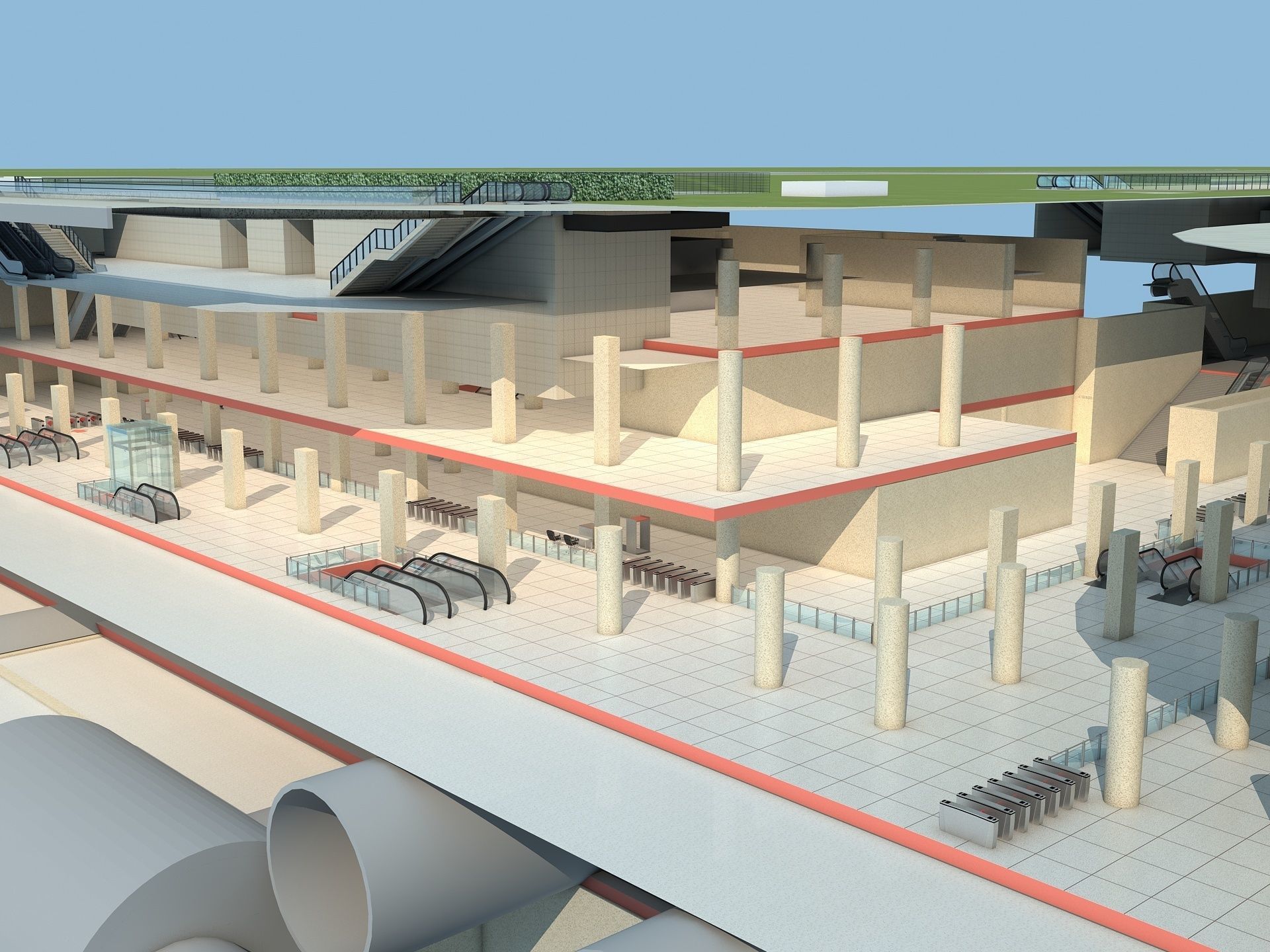 Section of Subway Station 1 3D model | CGTrader