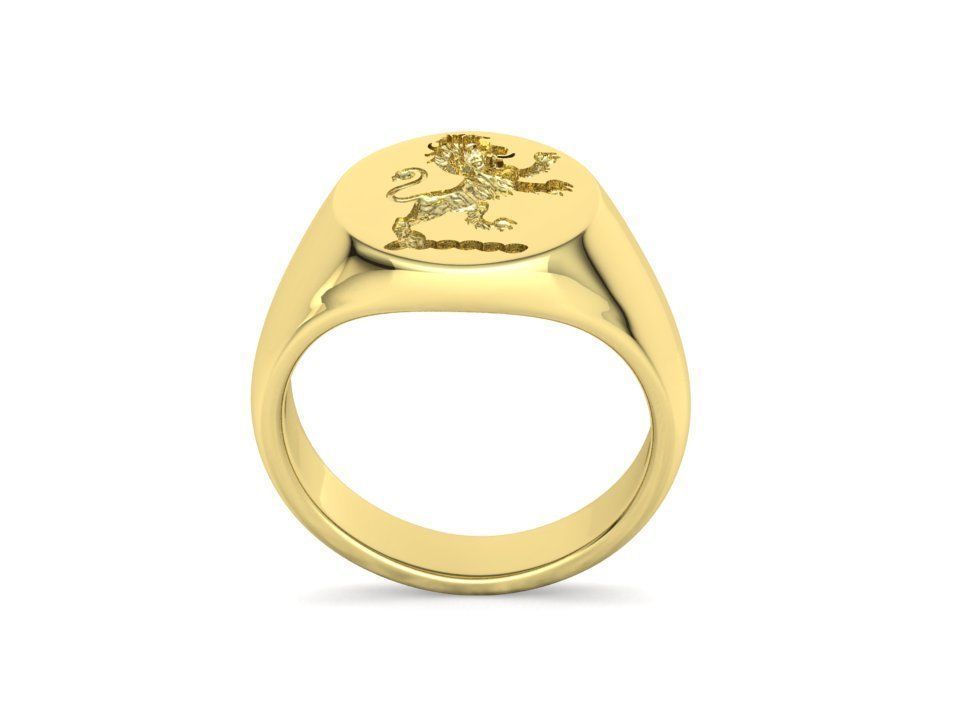 Scottish Rampant Lion Signet Ring Round Top Signet Ring 3D model 3D ...
