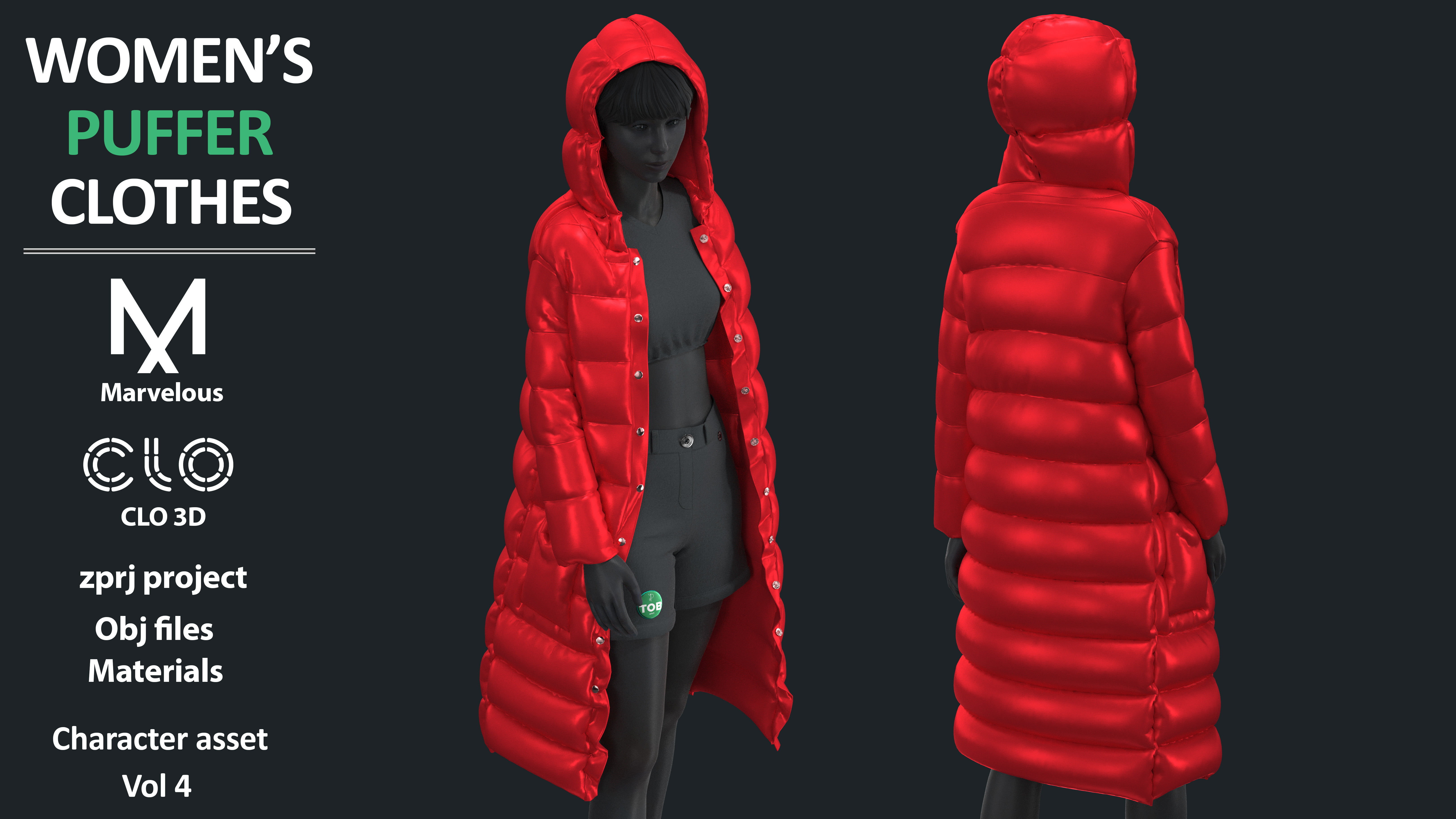 11 PUFFER CLOTHES - Marvelous clo3d zprj obj fbx 3D model | CGTrader