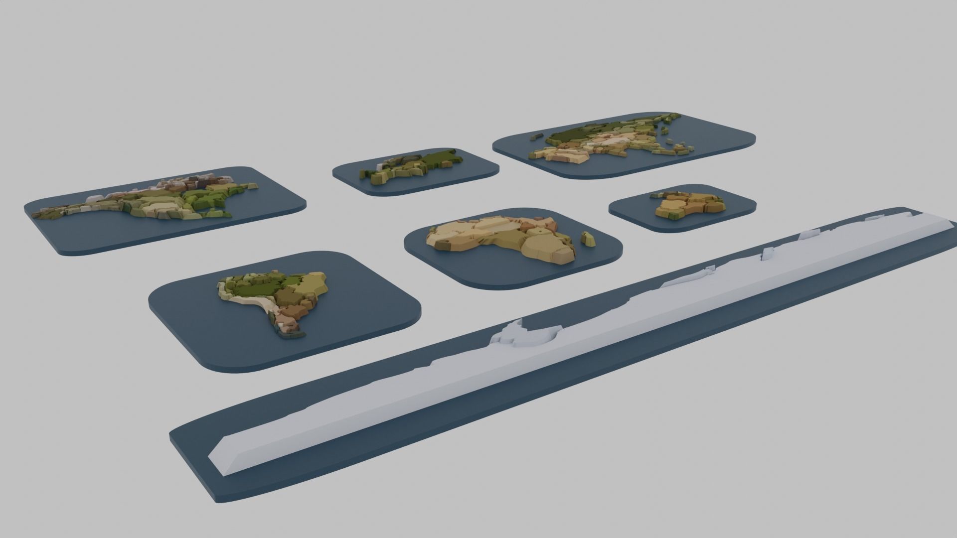 3D model Continent - World Map VR / AR / low-poly | CGTrader