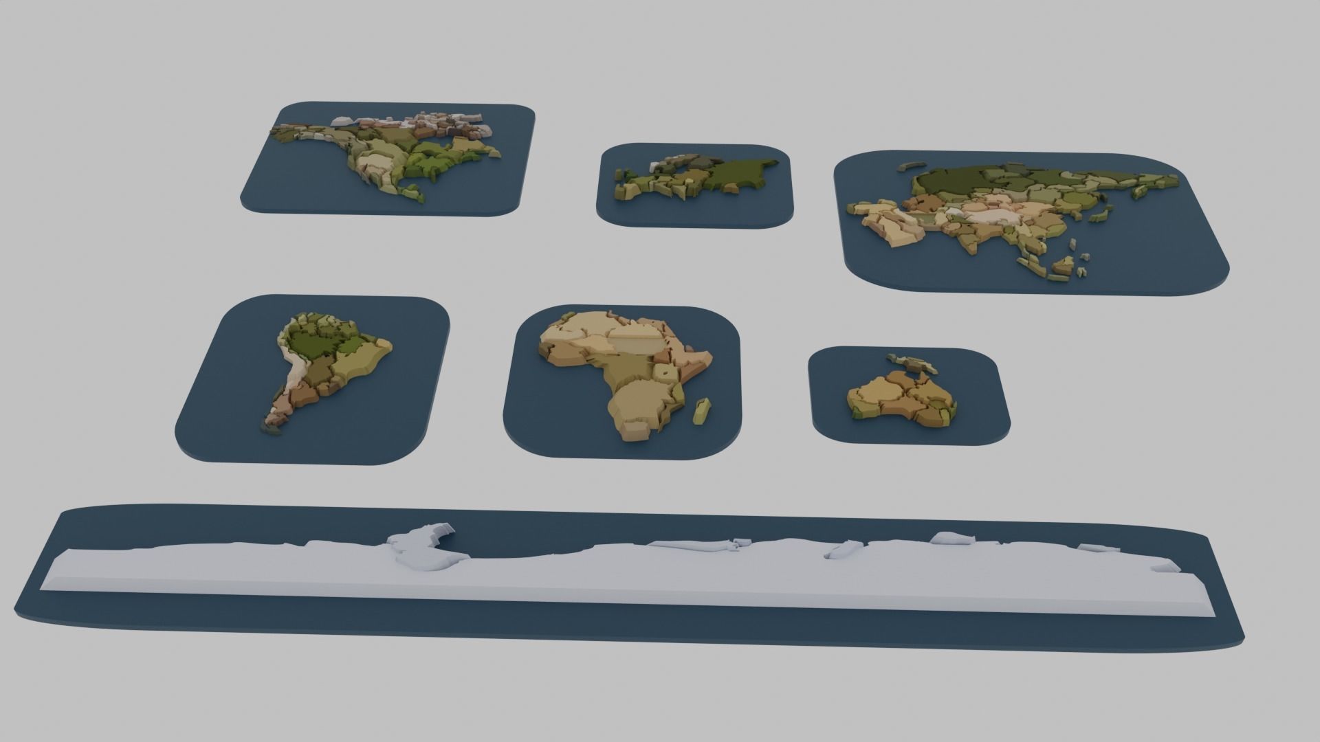 3D model Continent - World Map VR / AR / low-poly | CGTrader