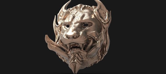 Samurai lion mask 2 3D model | CGTrader