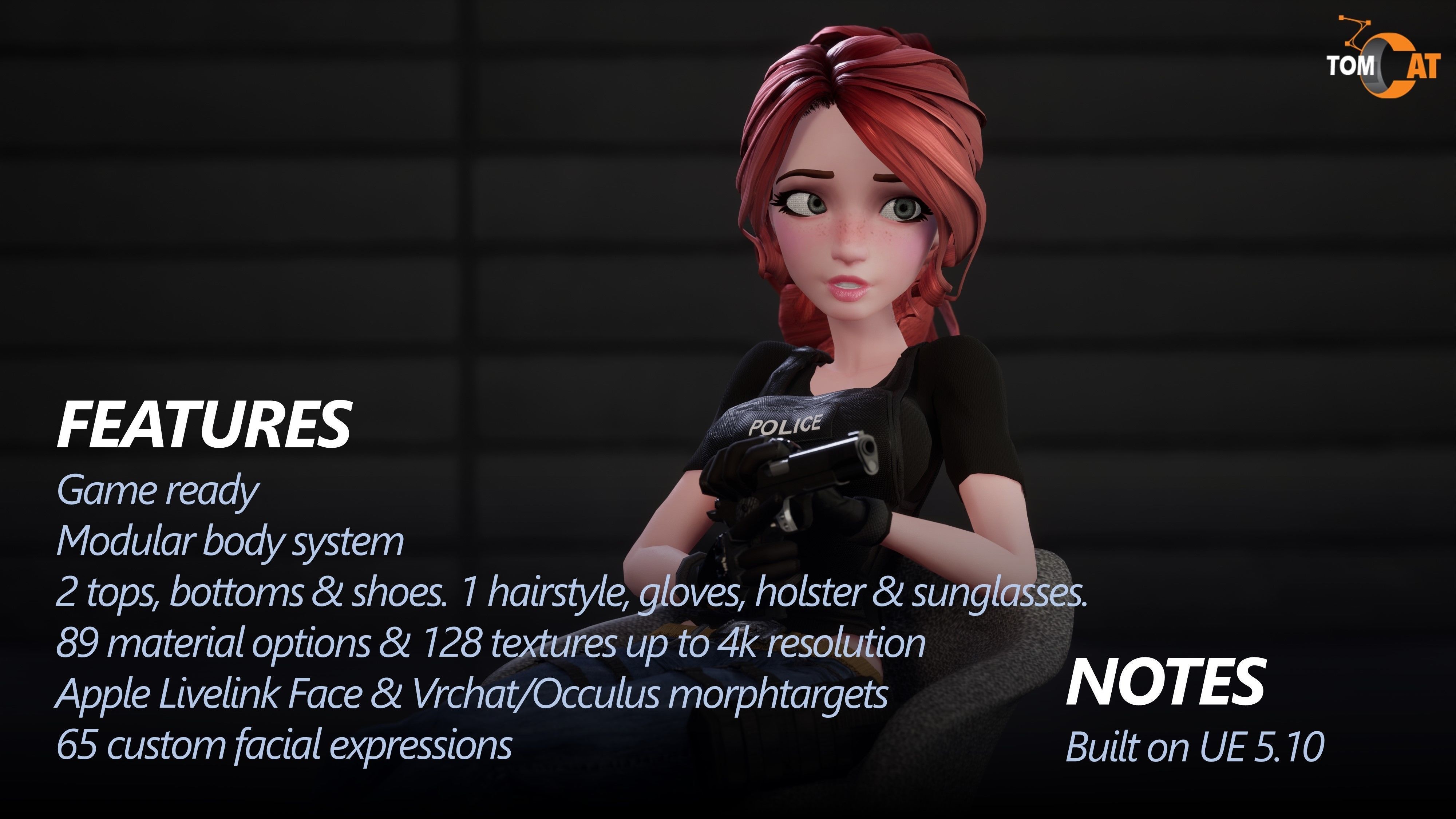 3D model SGT SARA MODULAR DETECTIVE FOR UNREAL ENGINE VR / AR / low ...