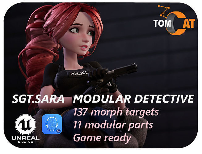 3D model SGT SARA MODULAR DETECTIVE FOR UNREAL ENGINE VR / AR / low ...