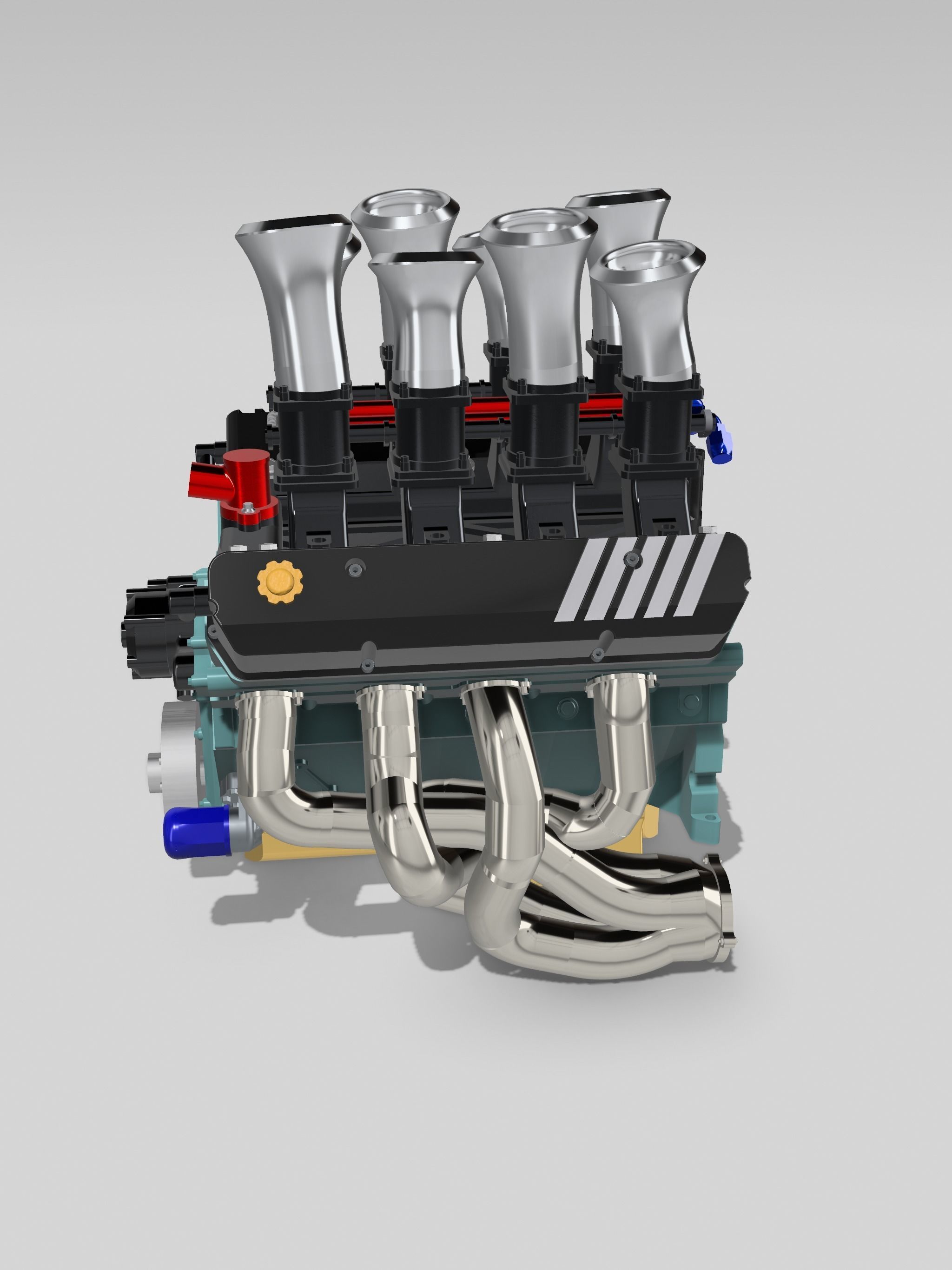 Holden 304 ITB Injected Engine 3x stack styles 3D model 3D printable ...