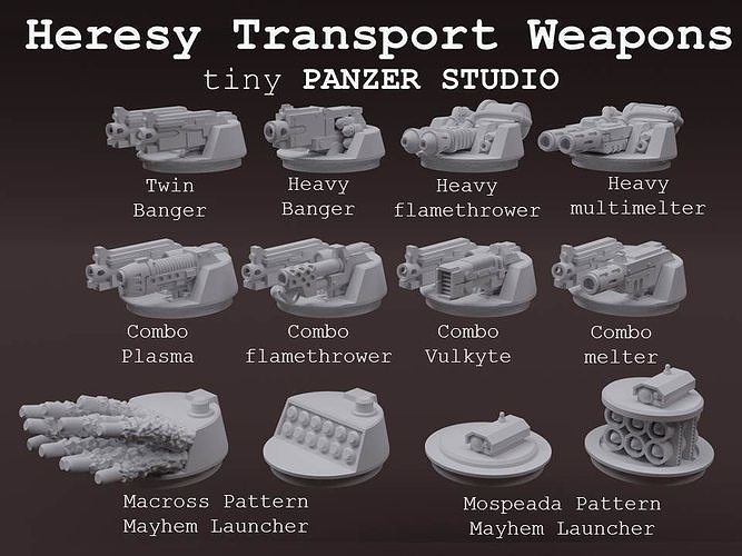 Heresy Transport Weapon Turrets 3D model 3D printable | CGTrader