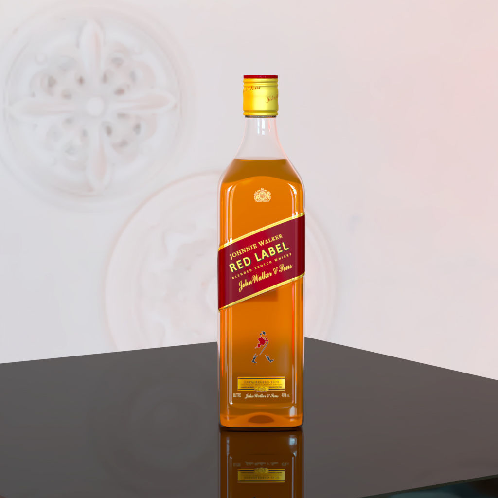 3D model Johnnie Walker Red Label Whisky 3D Model VR / AR / low-poly ...