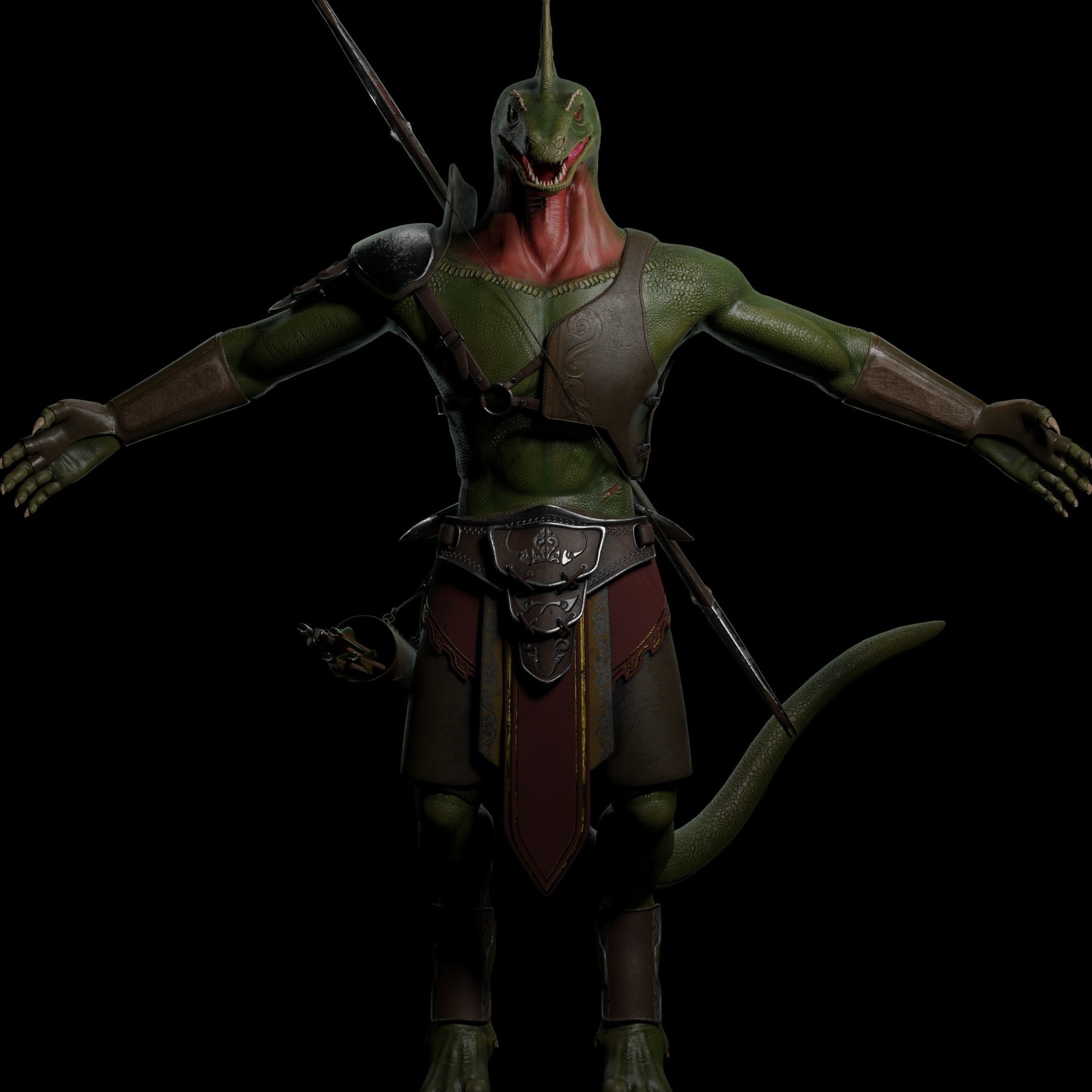 Lizardmen archer 3D model rigged | CGTrader