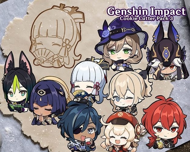 Genshin Impact Cookie Cutters Pack 3 3D model 3D printable | CGTrader