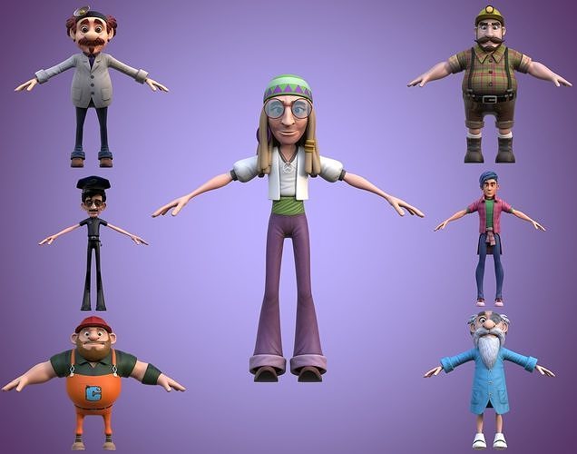 3D model 7 Cute Cartoon Characters Expertly Crafted 3D Models ...