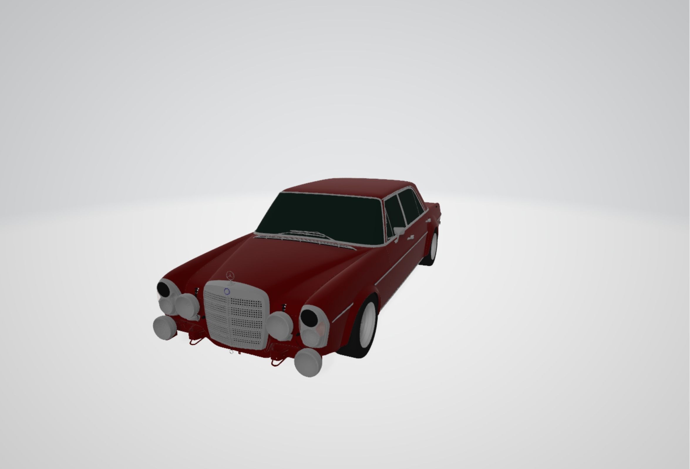 Mercedes-Benz 300 W108 SEL AMG Red Pig 1969 3D model | CGTrader