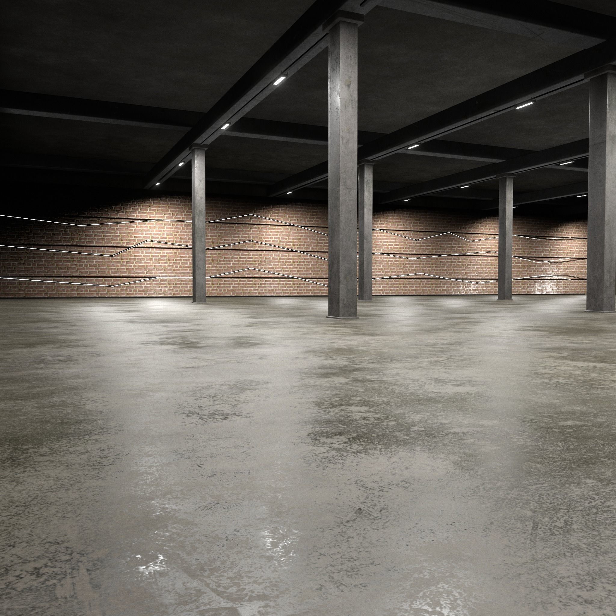 Car studio WAREHOUSE interior3D 3D model 3D model | CGTrader