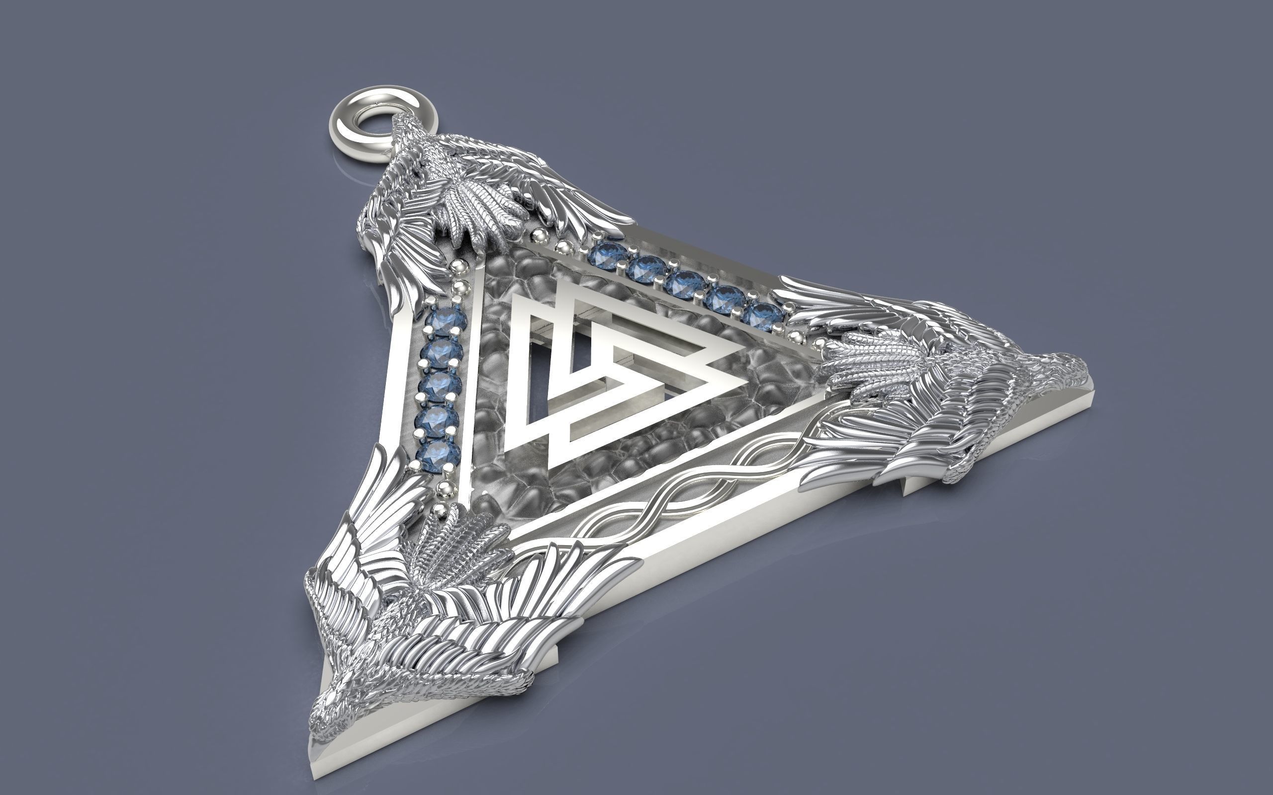 Viking style pendant with ravens and the Odin rune 3D model 3D ...