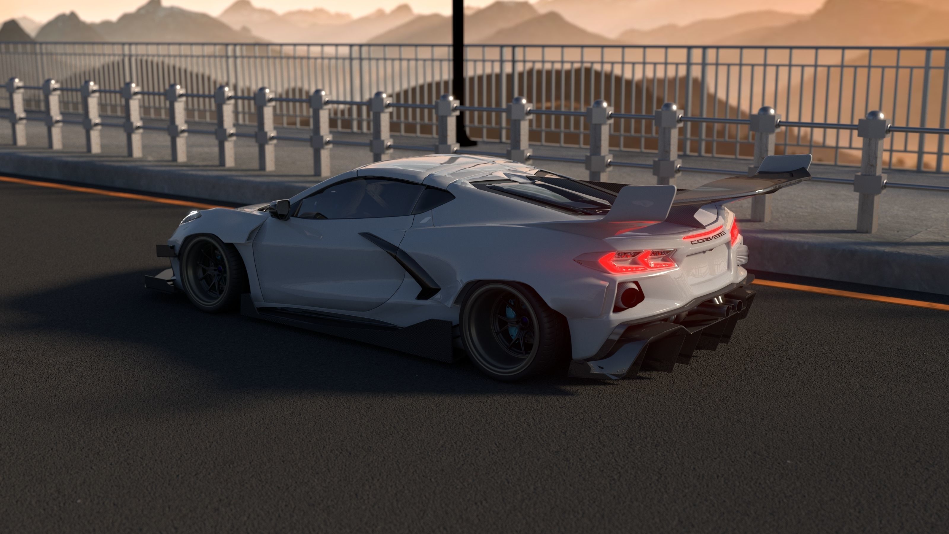 Wide Body C8 Corvette 3D model animated | CGTrader