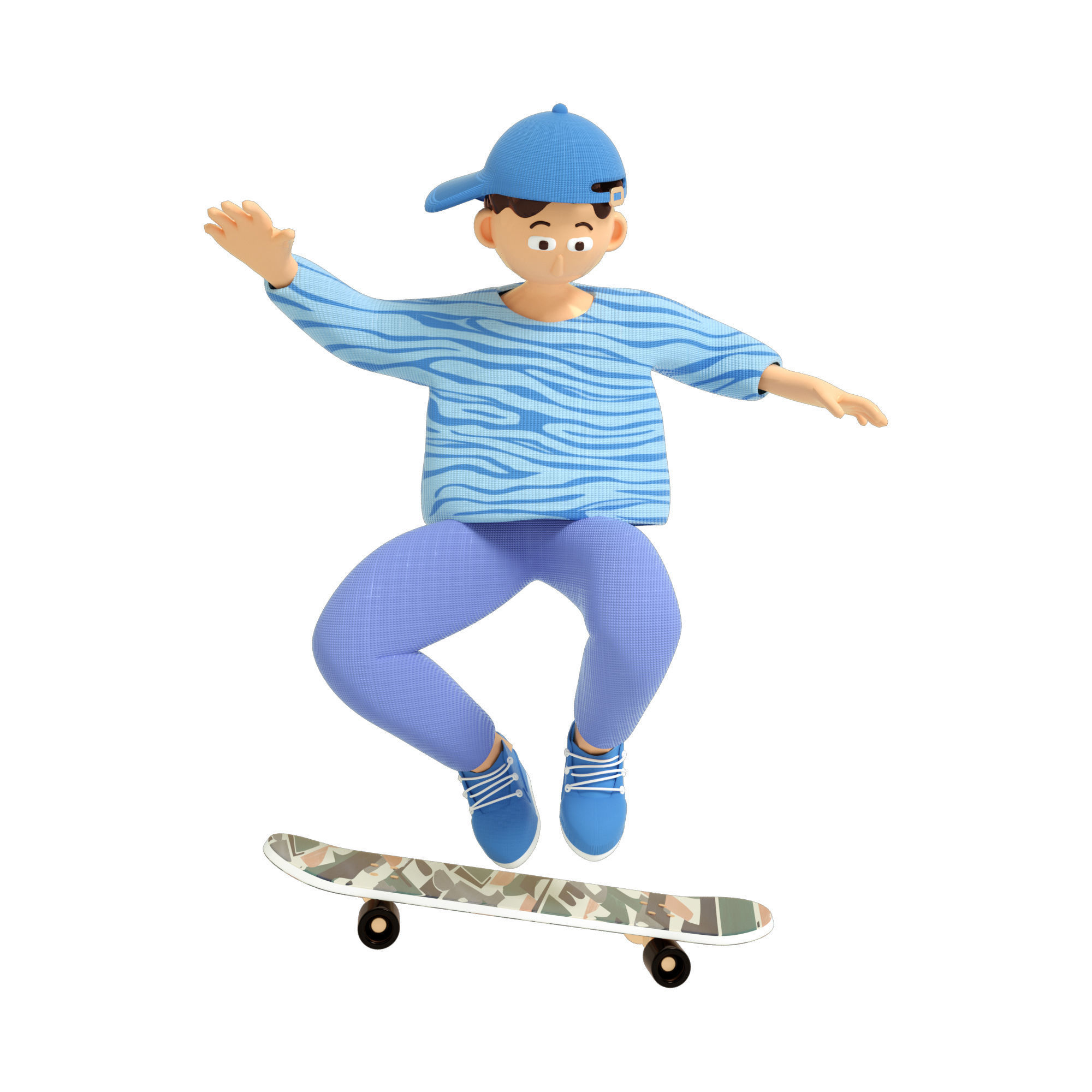 simple and creative skateboard characters 3D model | CGTrader