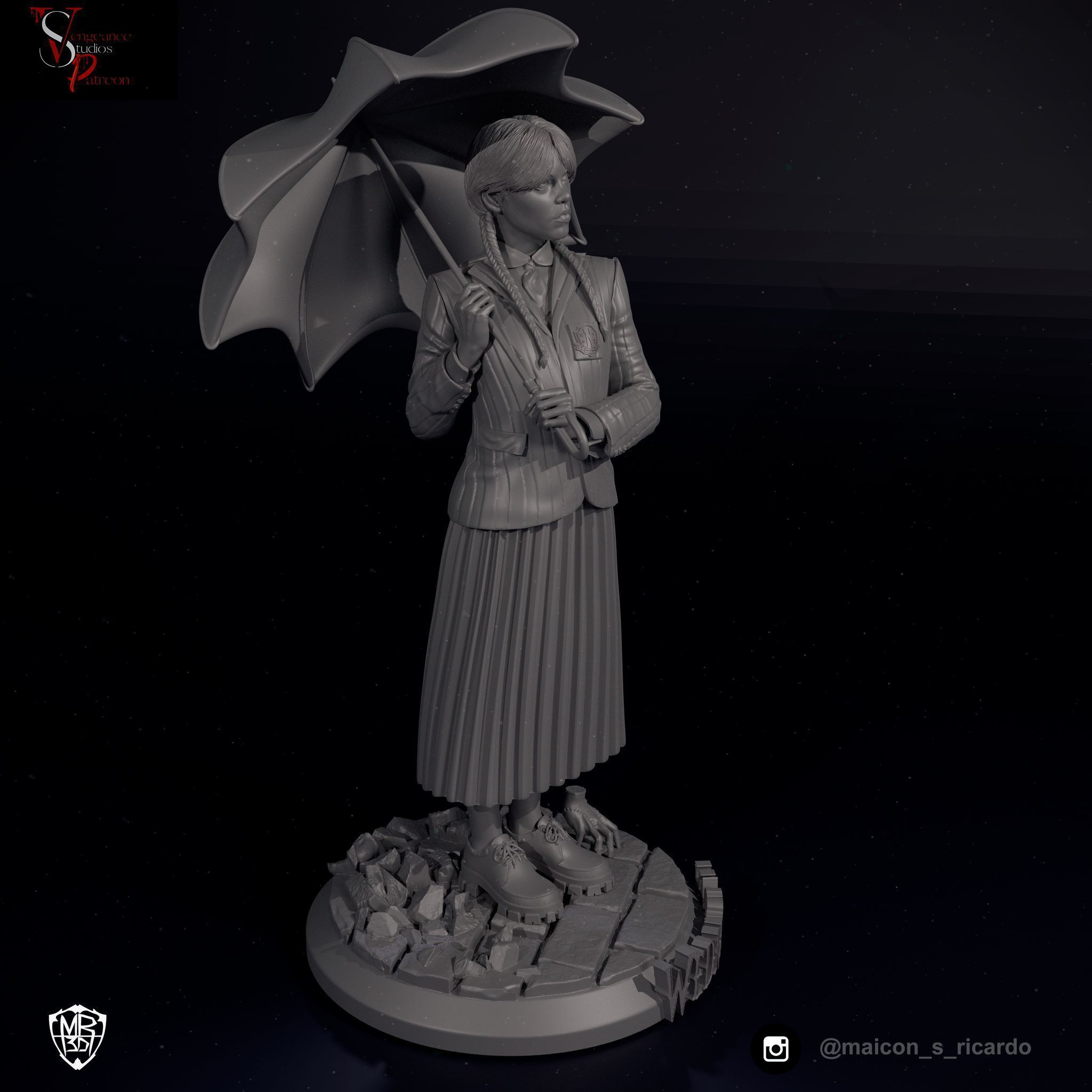 Wednesday Addams 3D model 3D printable | CGTrader