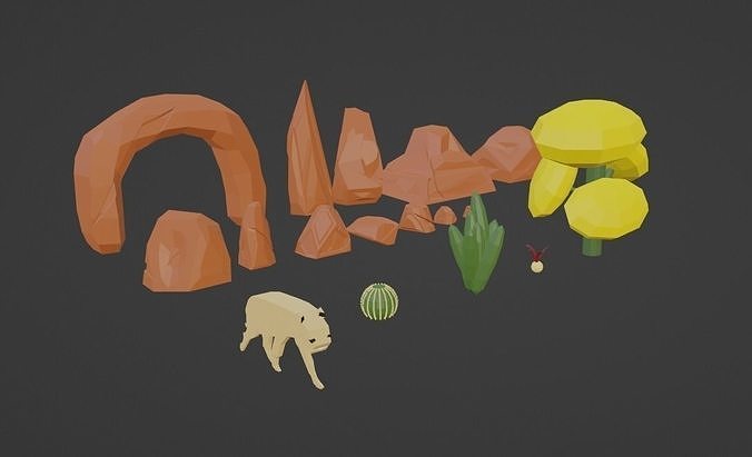 Desert Low Poly Asset Pack free 3D model | CGTrader
