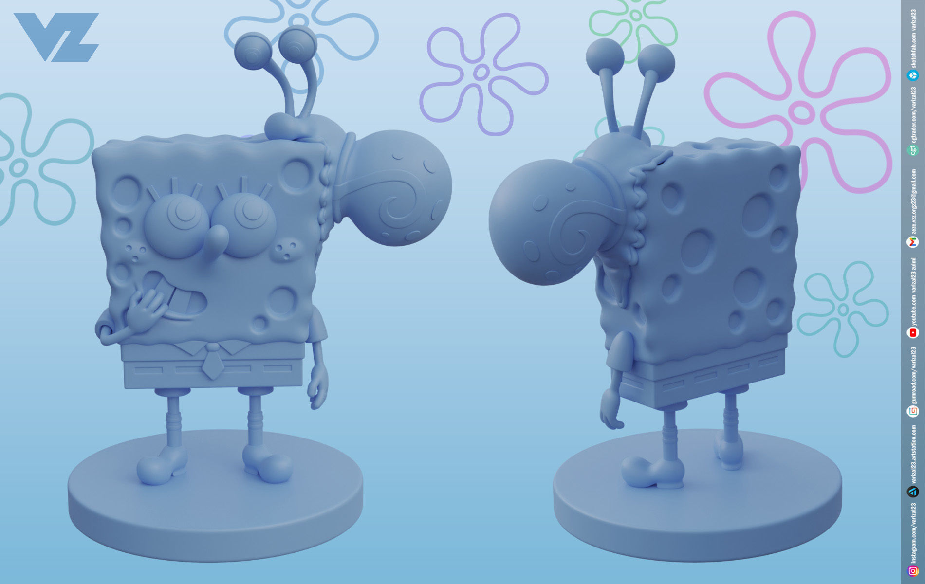 SpongeBob and Gary - SpongeBob SquarePants 3D model 3D printable | CGTrader