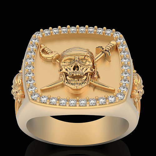 Skull pirate Ring Animal silver gold printable jewelry 3D model 3D ...