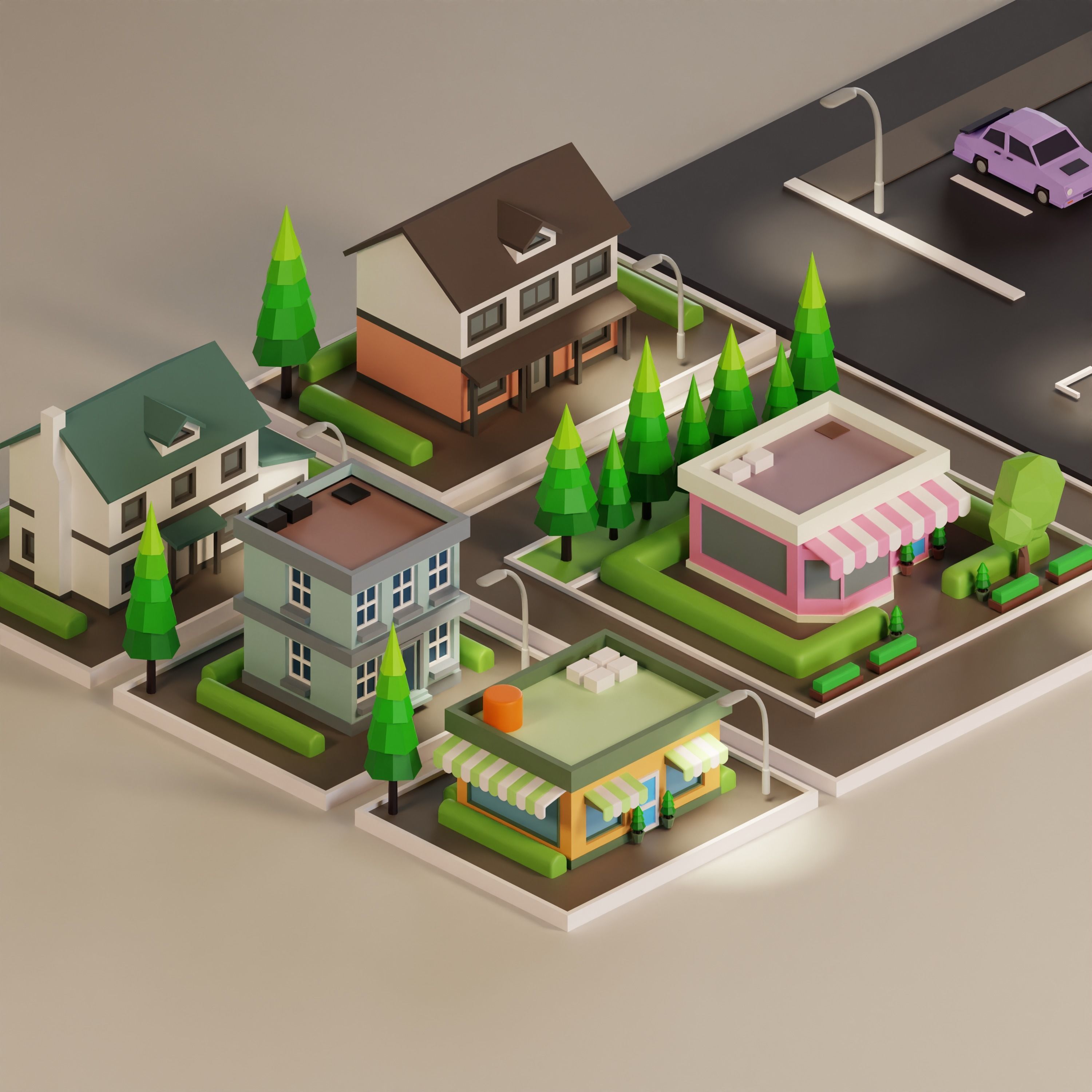 3D model Low poly City pack Low-poly 3D model VR / AR / low-poly | CGTrader