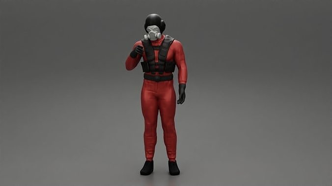 Jet pilot standing in a oxygen mask 3D model 3D printable | CGTrader