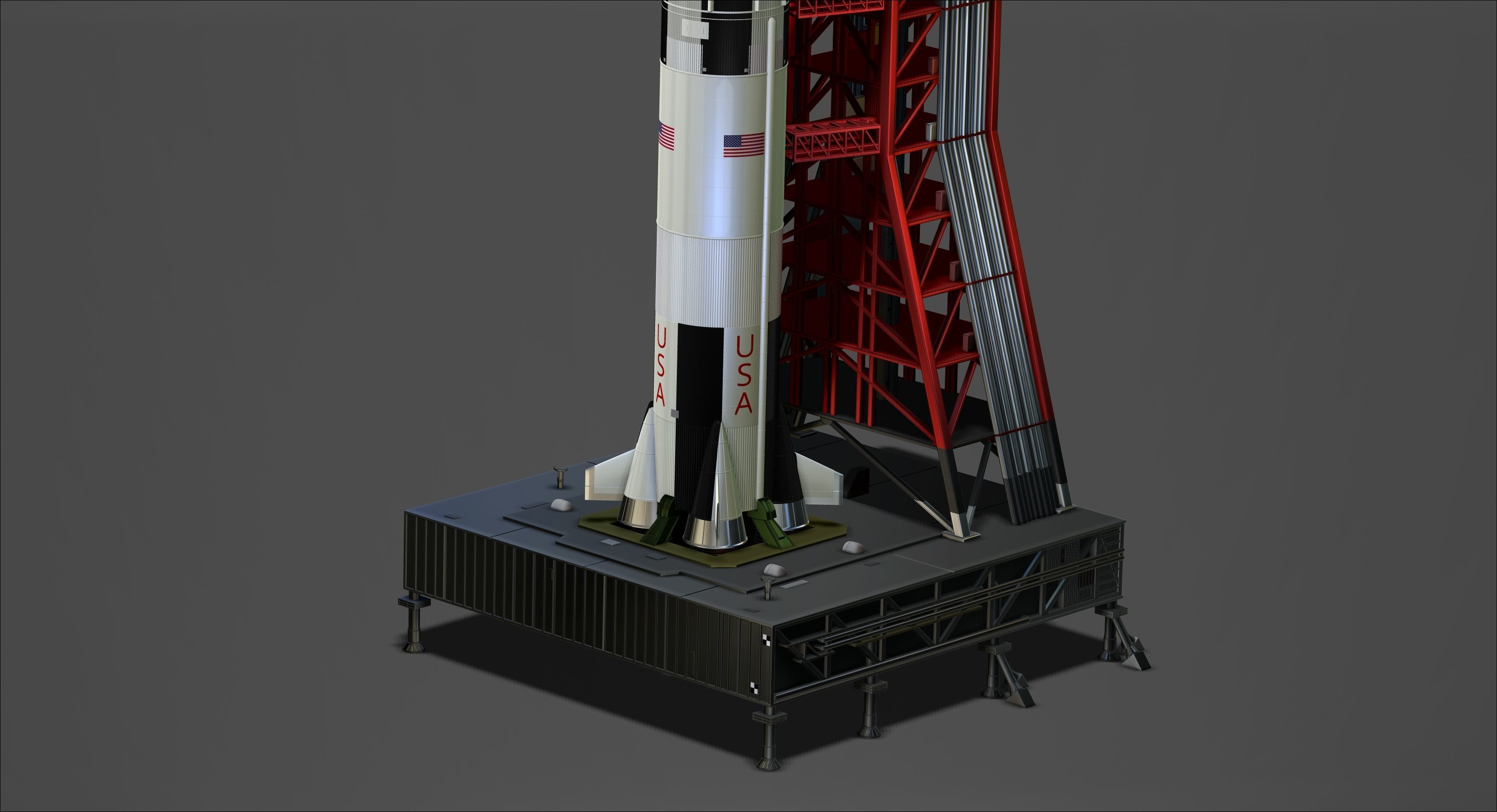 Nasa Saturn V Rocket and Launch Pad 3D model for 3D Printer 3D model 3D printable | CGTrader