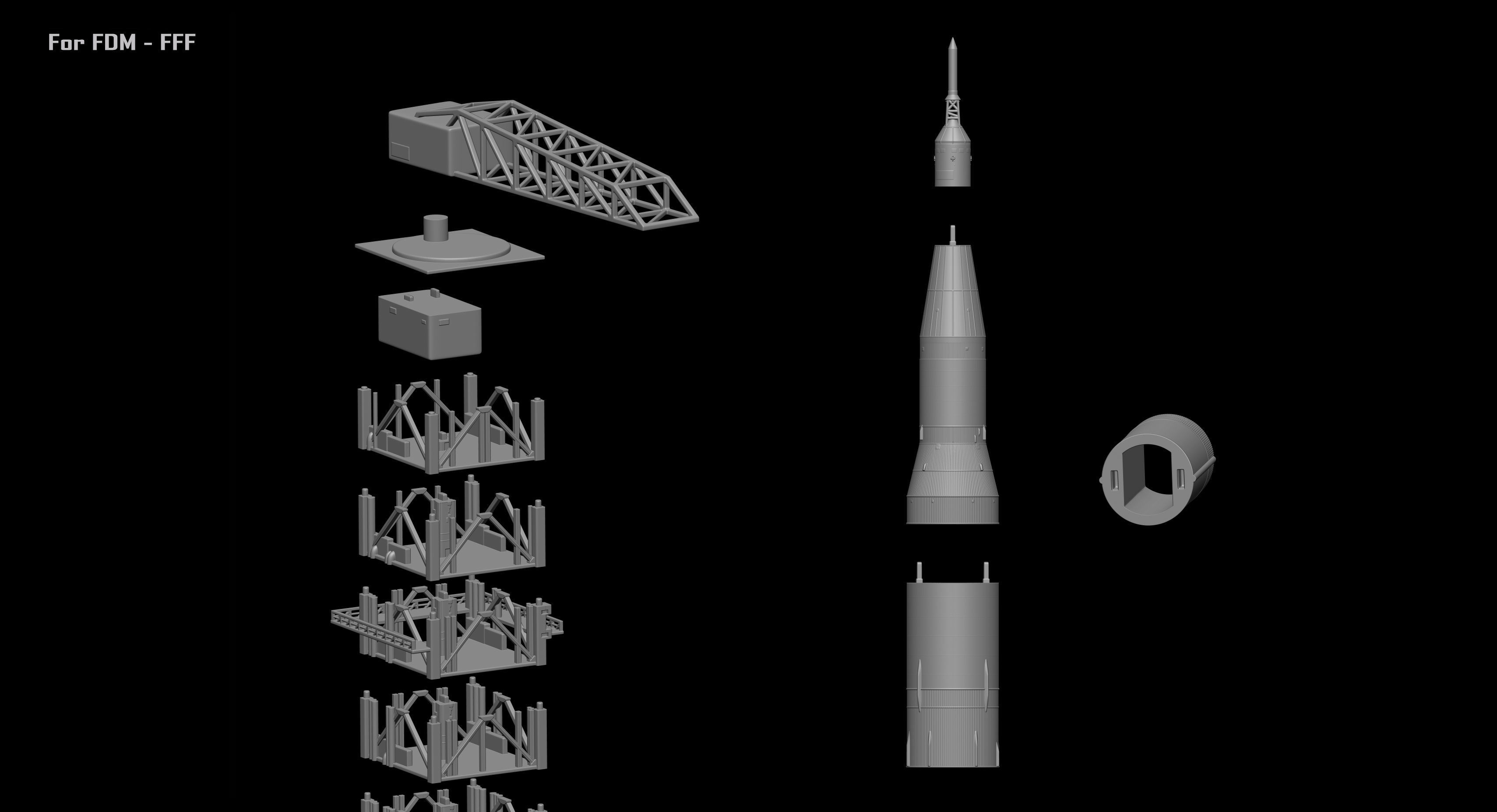 Nasa Saturn V Rocket and Launch Pad 3D model for 3D Printer 3D model 3D ...