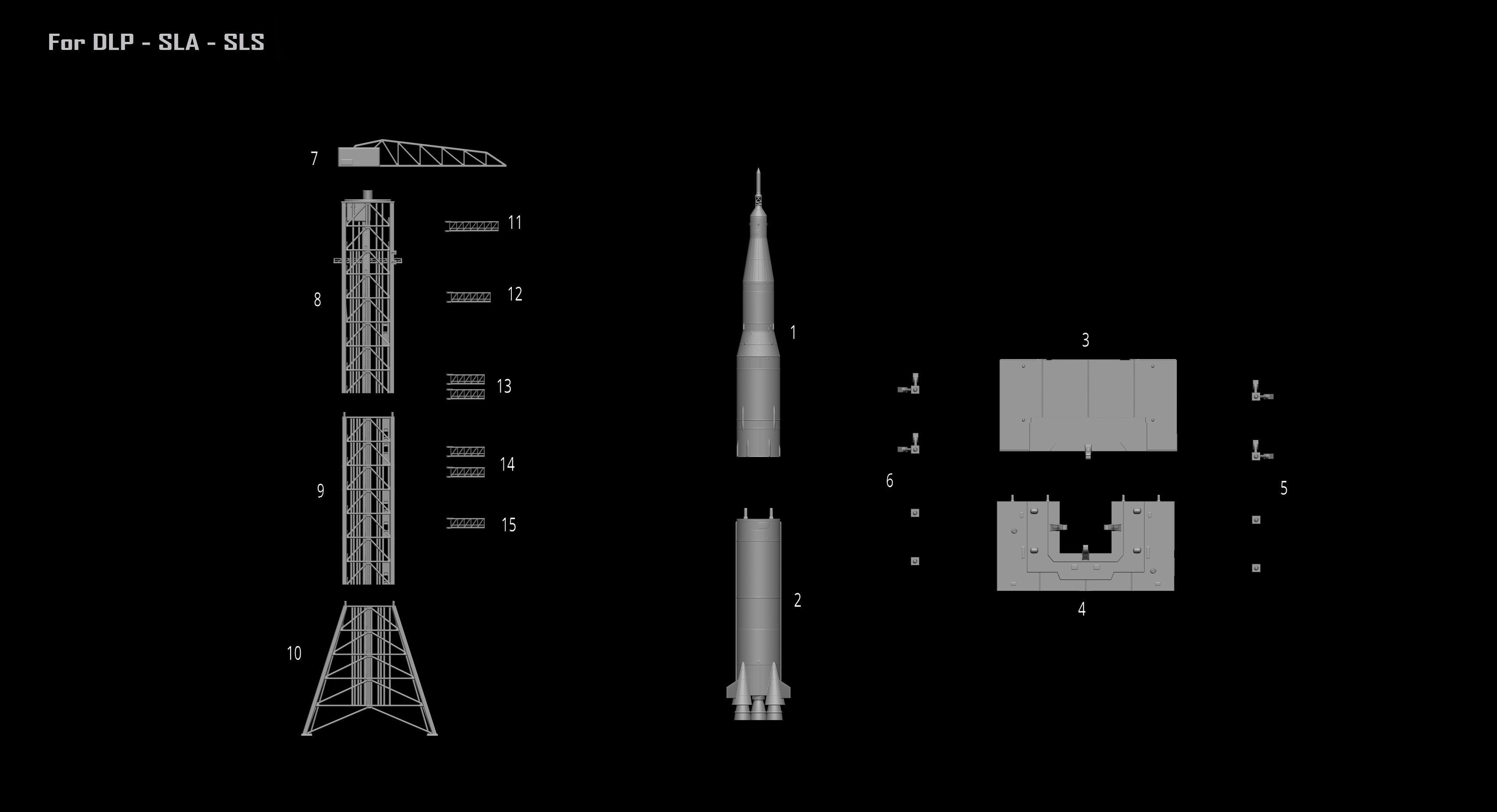 Nasa Saturn V Rocket and Launch Pad 3D model for 3D Printer 3D model 3D printable | CGTrader