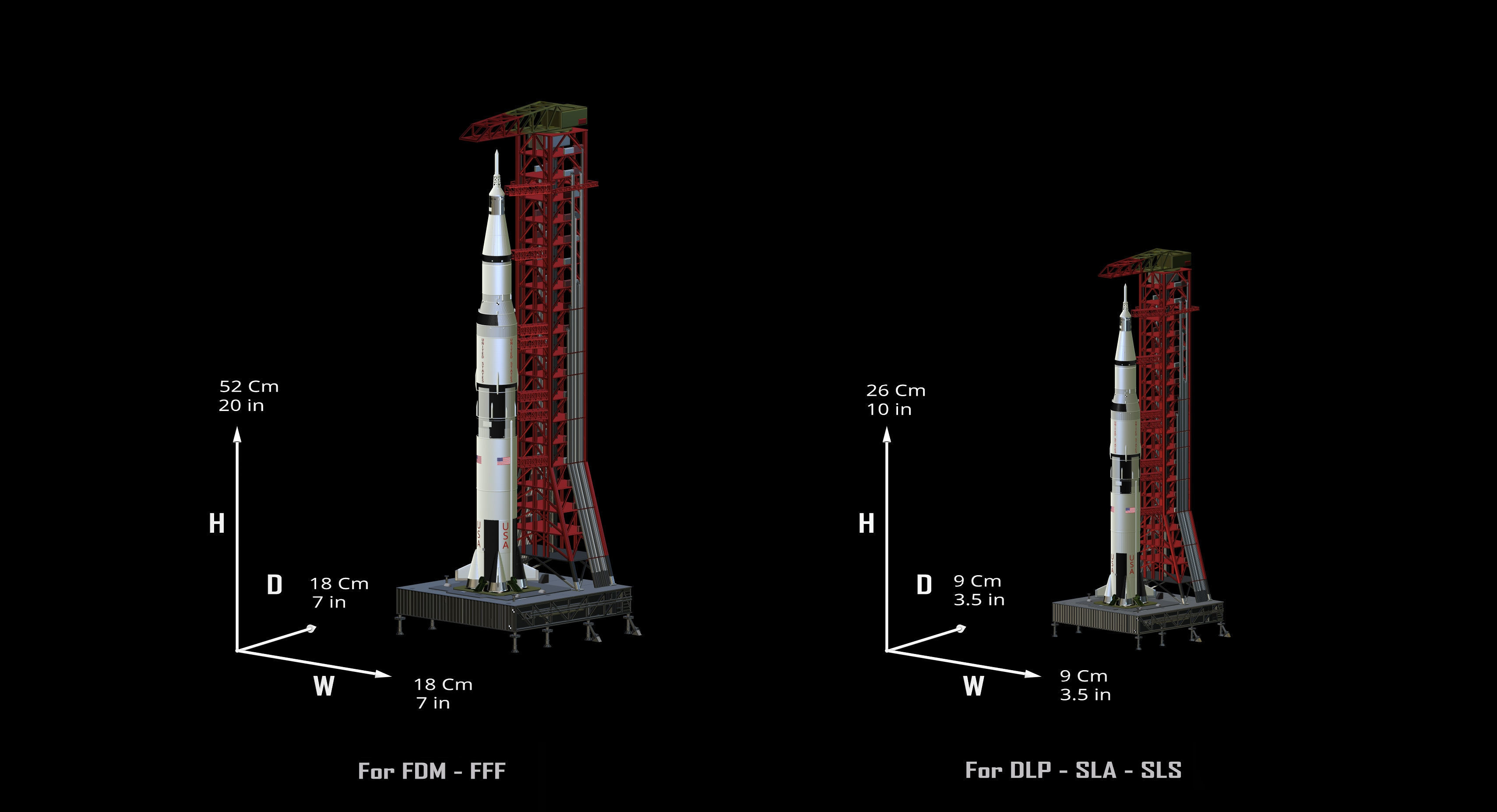 Nasa Saturn V Rocket and Launch Pad 3D model for 3D Printer 3D model 3D printable | CGTrader