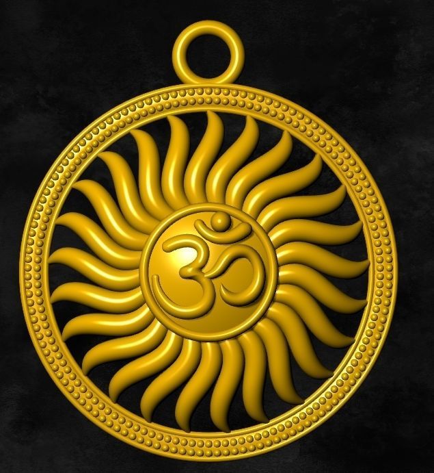 OM PENDENT GOLD JEWELRY 3D model 3D printable | CGTrader
