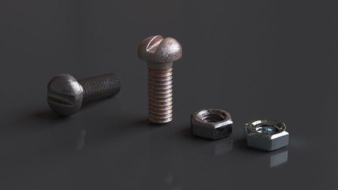 Rusted Bolts and Nuts free 3D model | CGTrader