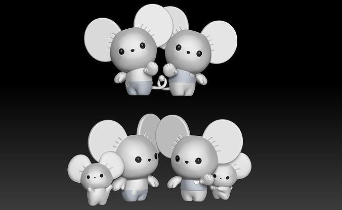 Pokemon Tandemaus Maushold 3D model 3D printable | CGTrader
