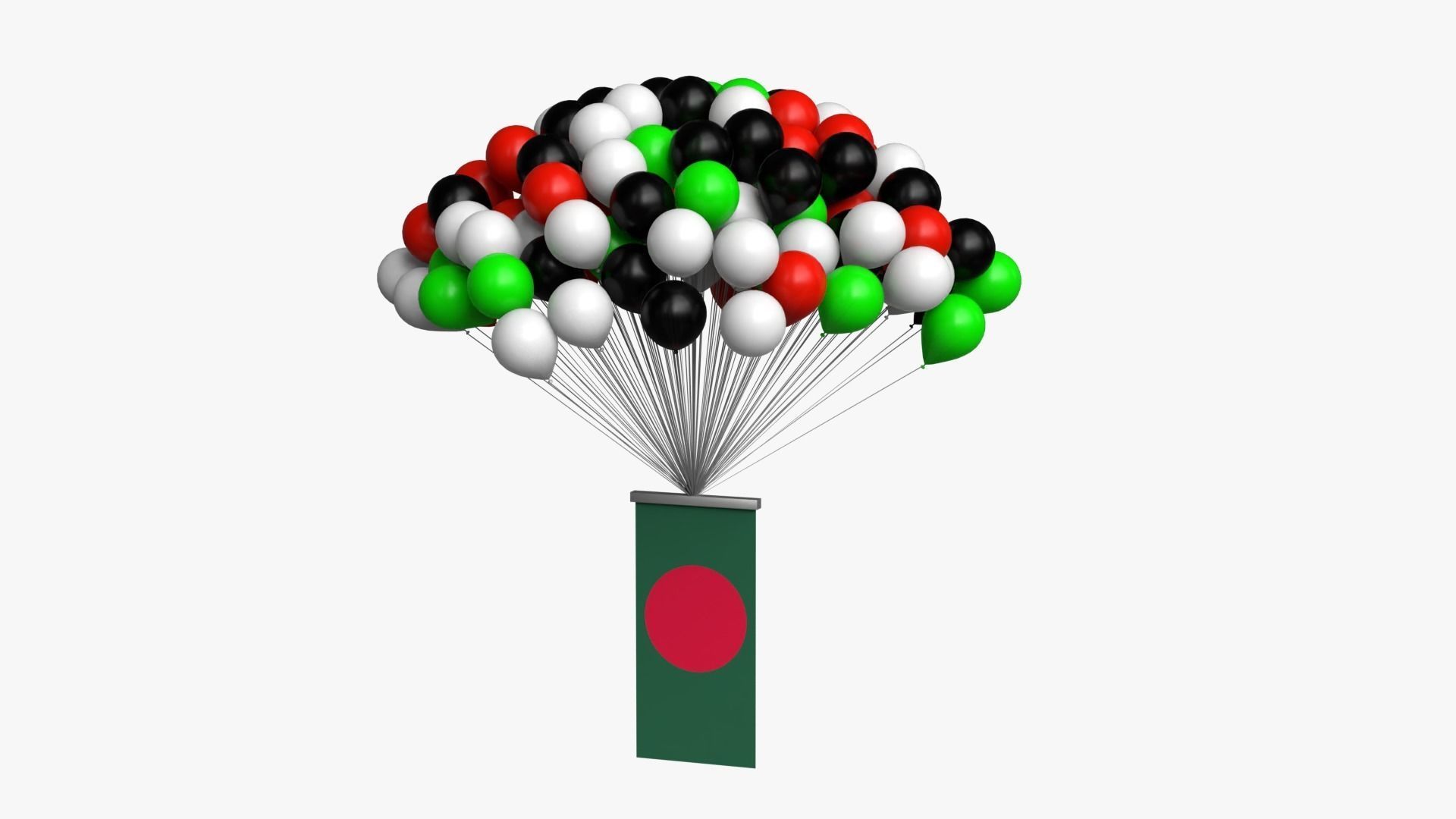 Balloon and flag animated 3D model animated | CGTrader