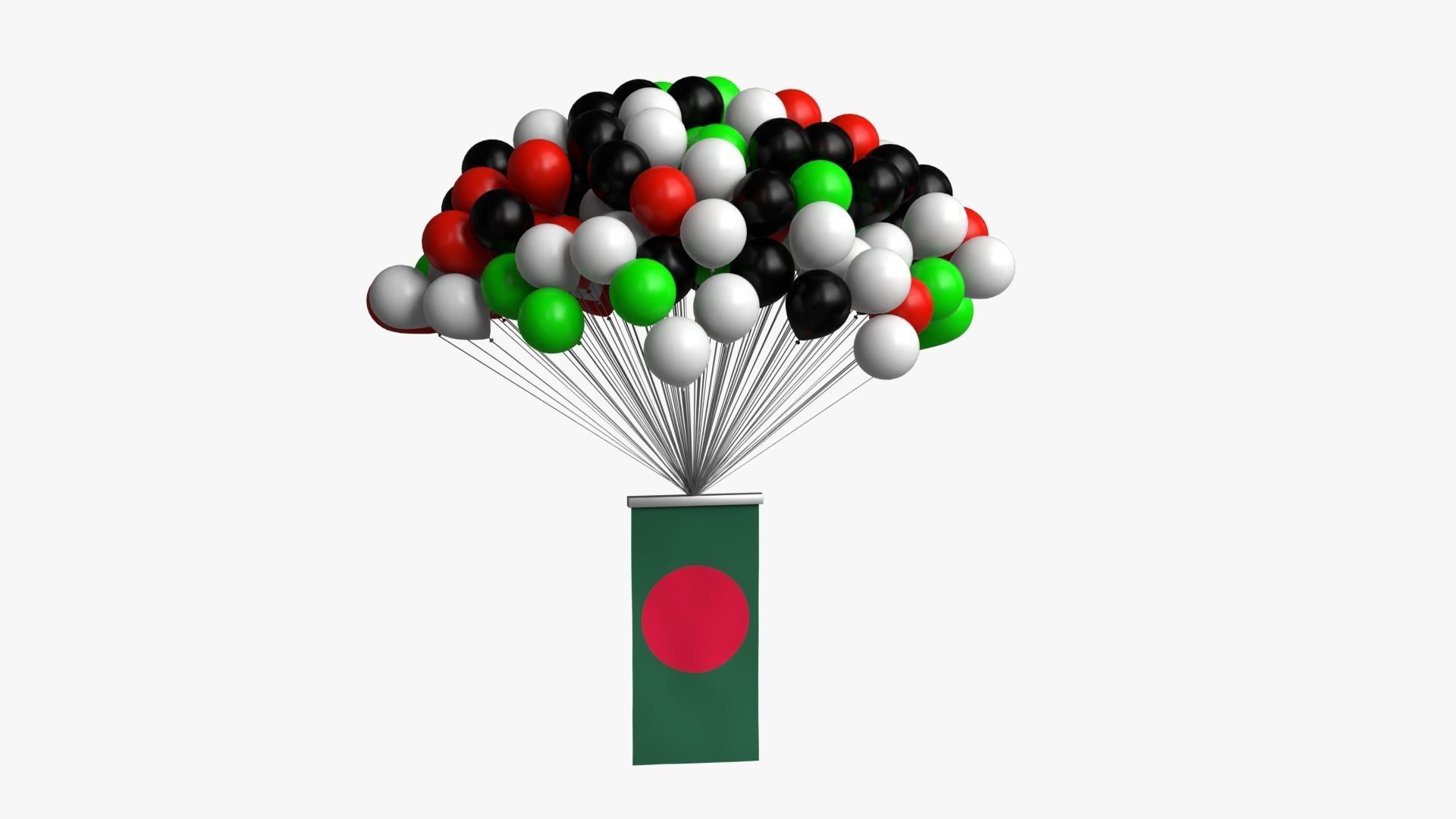 Balloon and flag animated 3D model animated | CGTrader