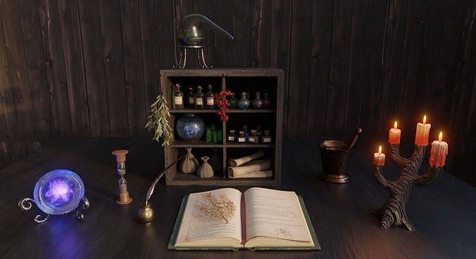 Alchemy set 3D model animated | CGTrader
