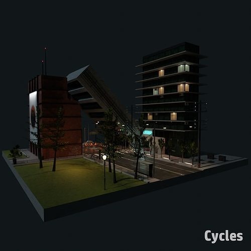 3D model Destroyed city square VR / AR / low-poly | CGTrader