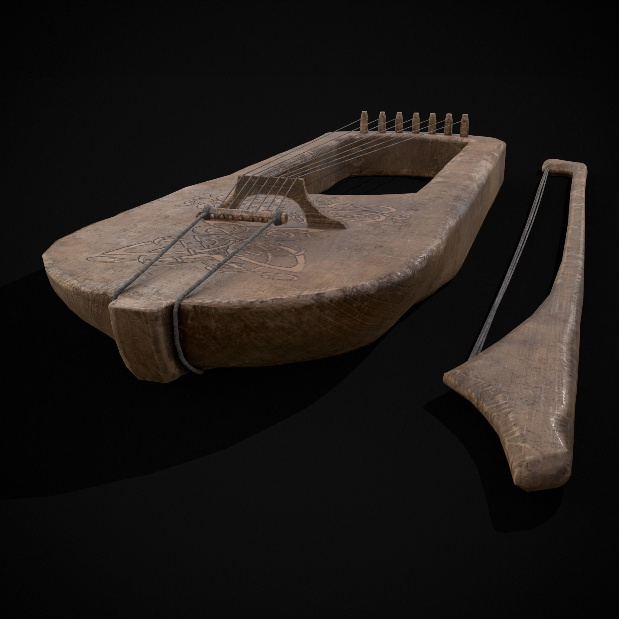 3D model Worn Medieval Lyre VR / AR / low-poly | CGTrader